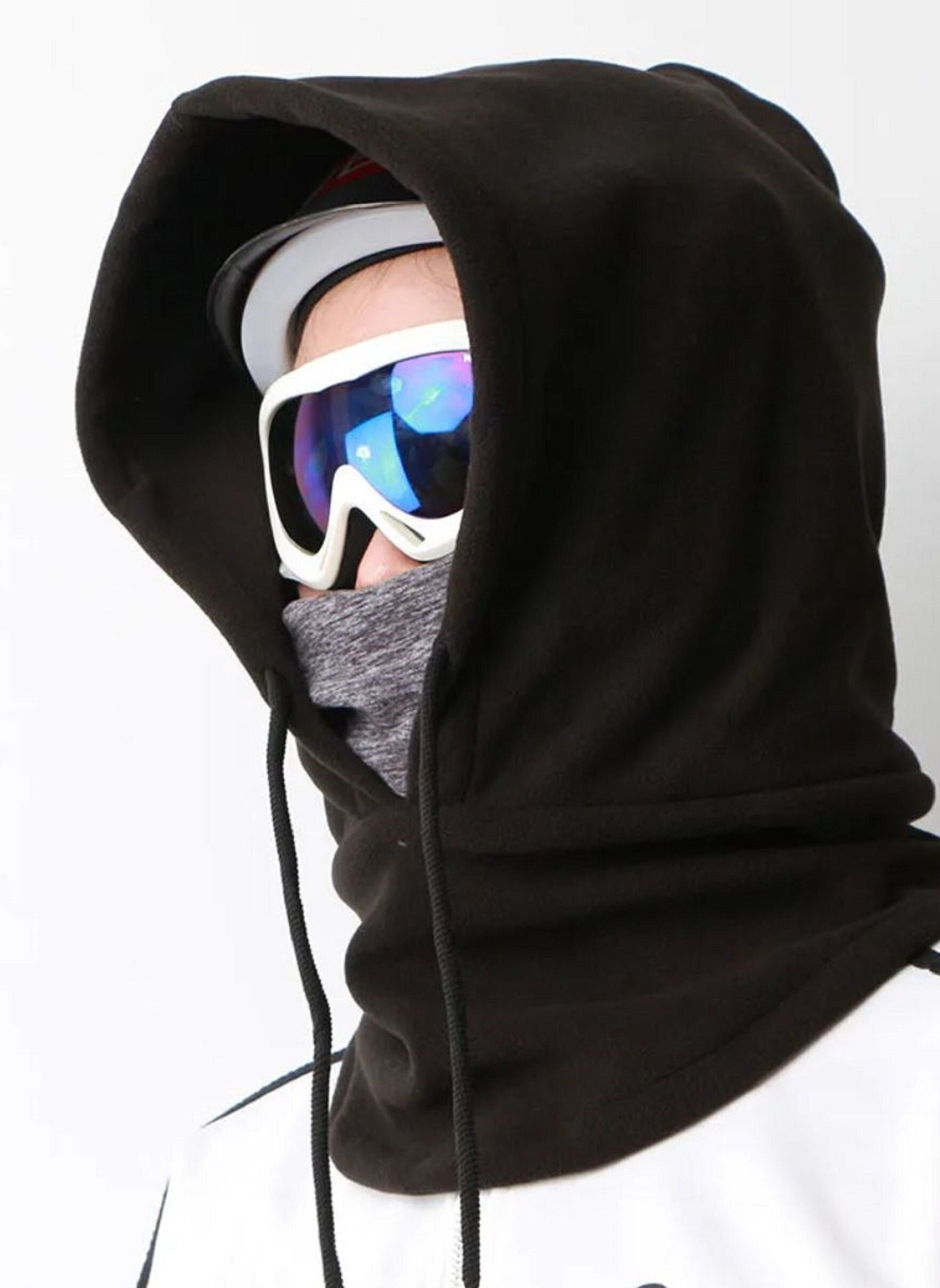 Black Ready4winter AF Fleece Ski Hood/balaclava, Windproof Face Mask ...