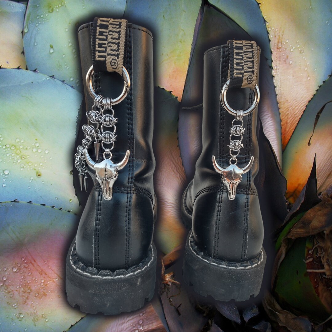 LONESOME Gothic Western Stainless Steel Skull Boot Charms | Tooth and ...