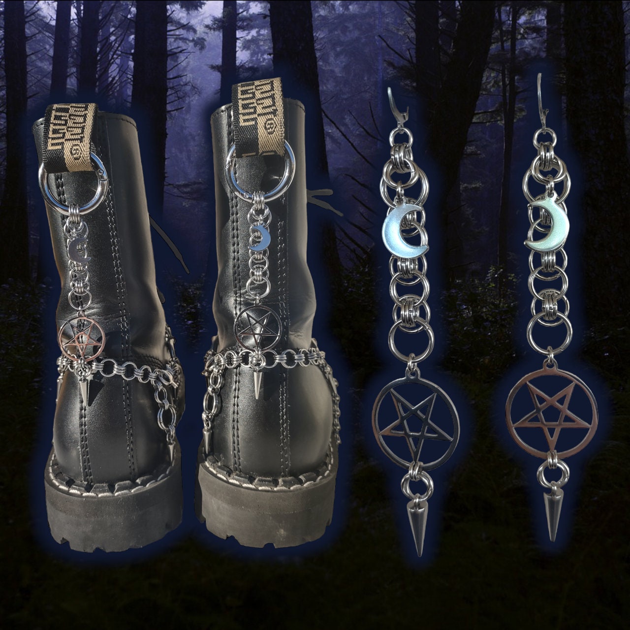 HEXEN Gothic Pentagram Boot Charms Witchy/y2k/grunge/mall Goth/punk ...