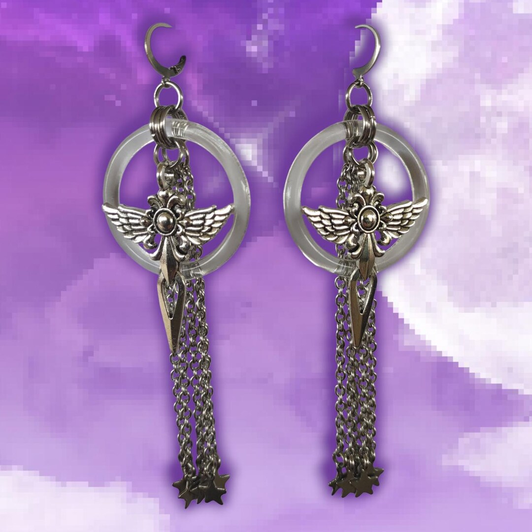 ANGEL EYES Stainless Steel Cybercore Punk Earrings - Etsy