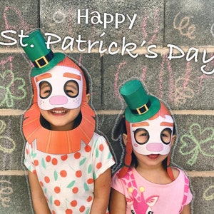 Coloring Mask > 2 Printable St. Patrick’s Day Masks, 2 Black and White ...