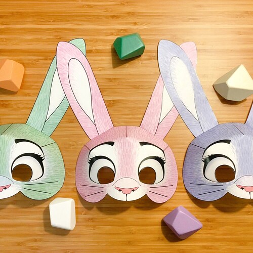 Easter Bunny Printable Coloring Mask Kids Cute Color Activity - Etsy