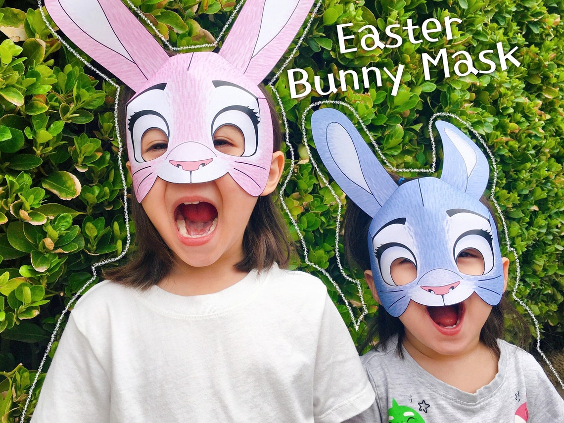 Coloring Mask 3 Printable Easter Bunny Masks 3 Black and - Etsy