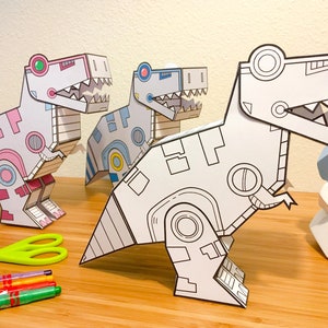 3D Coloring Page : Robo Rex - Etsy