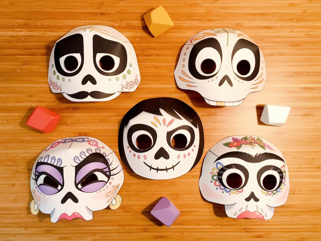 Coloring Mask > 5 Printable Skull Masks, 5 Black and White Skull Masks ...