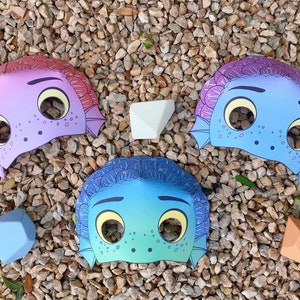 Coloring Mask > 3 Printable Luca Sea Monster Masks, 1 Black and White ...
