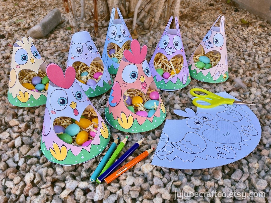 Happy Easter Treat Box, Egg Gift Box, Bunny Box, and Easter Coloring ...
