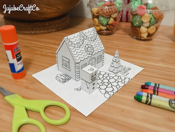 Holiday Coloring Page : Christmas House | Etsy