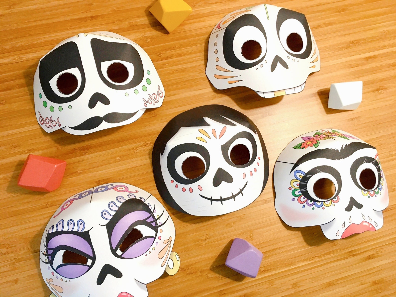 Coloring Mask > 5 Printable Skull Masks, 5 Black and White Skull Masks ...
