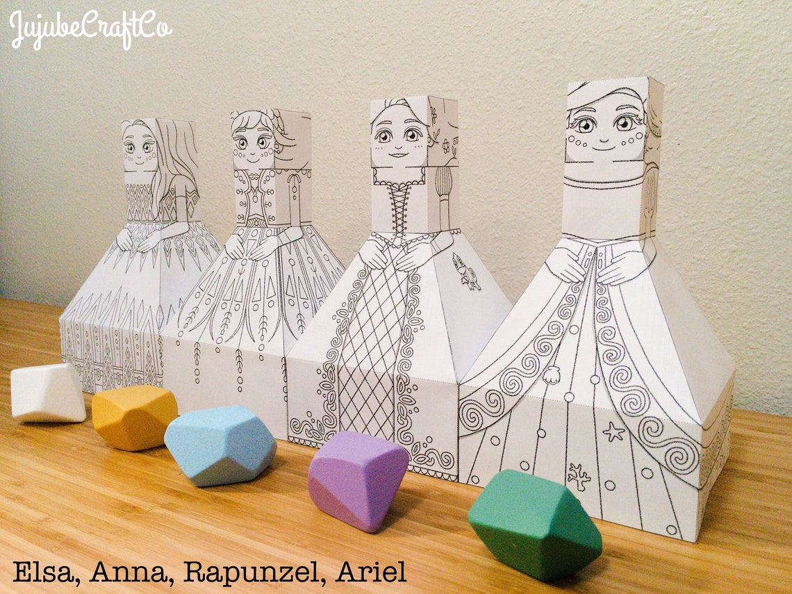 3D Coloring Page : Diseny Princesses | Etsy