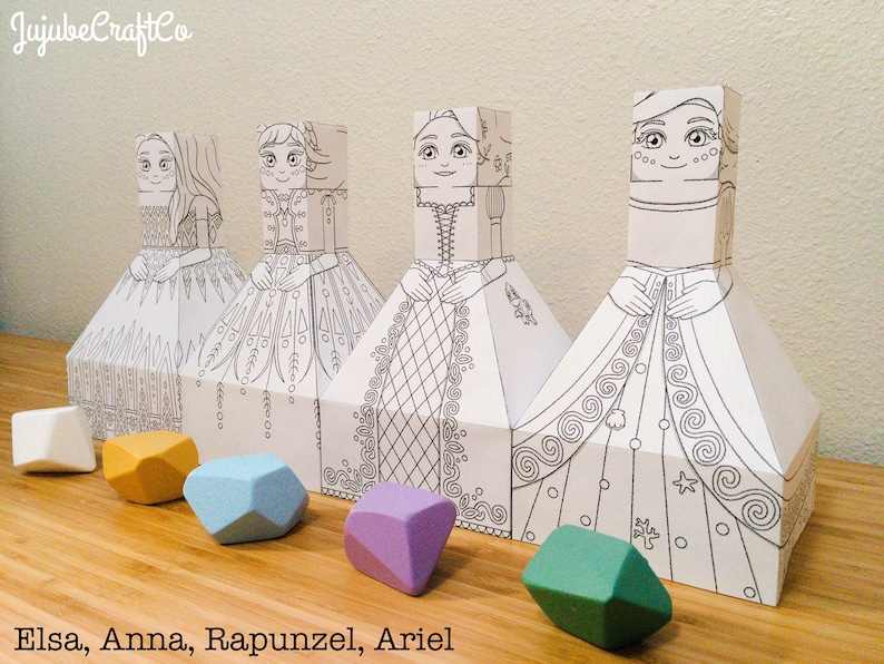 3D Coloring Page : Diseny Princesses /elsa/anna/rapunzel/tiana/mulan ...