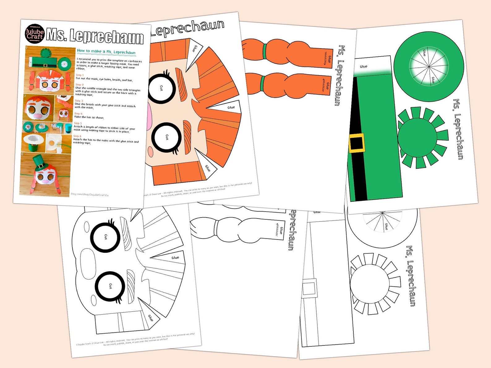 Coloring Mask 2 Printable St. Patricks Day Masks 2 - Etsy