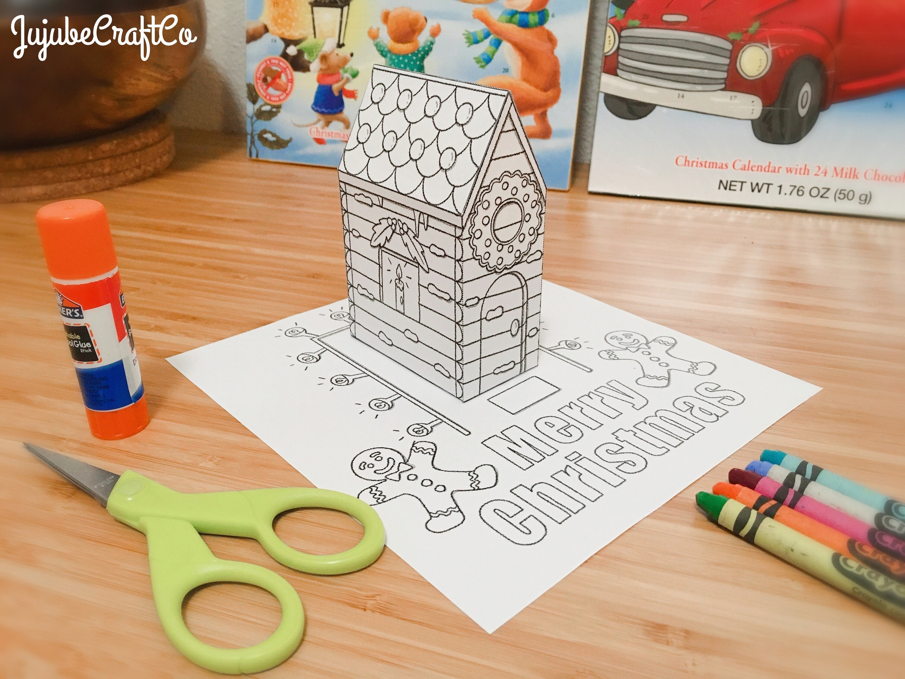 Holiday Coloring Page : 3D Gingerbread House 1 - Etsy