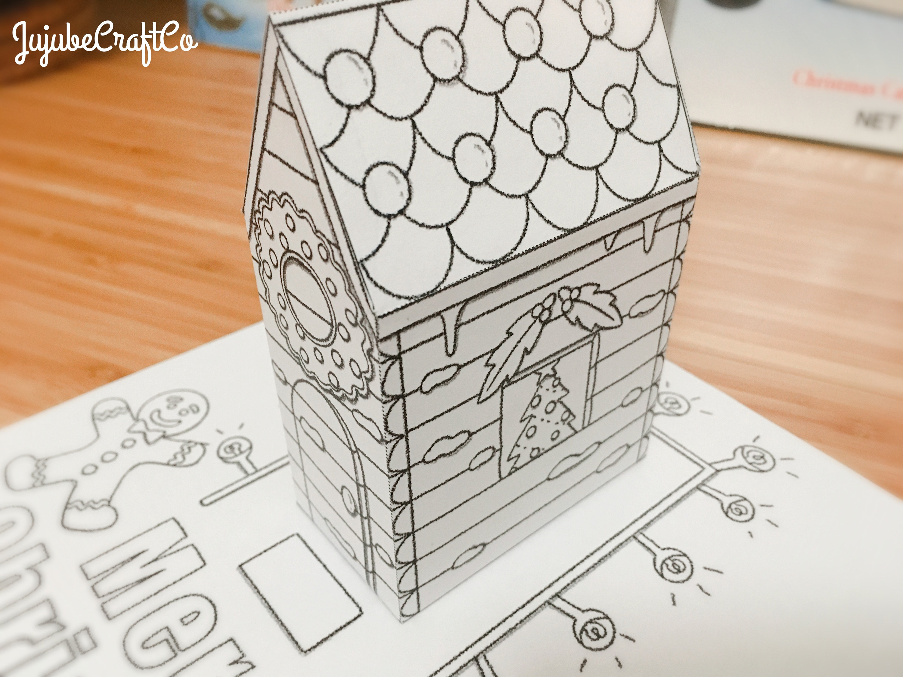 Holiday Coloring Page : 3D Gingerbread House 1 | Etsy