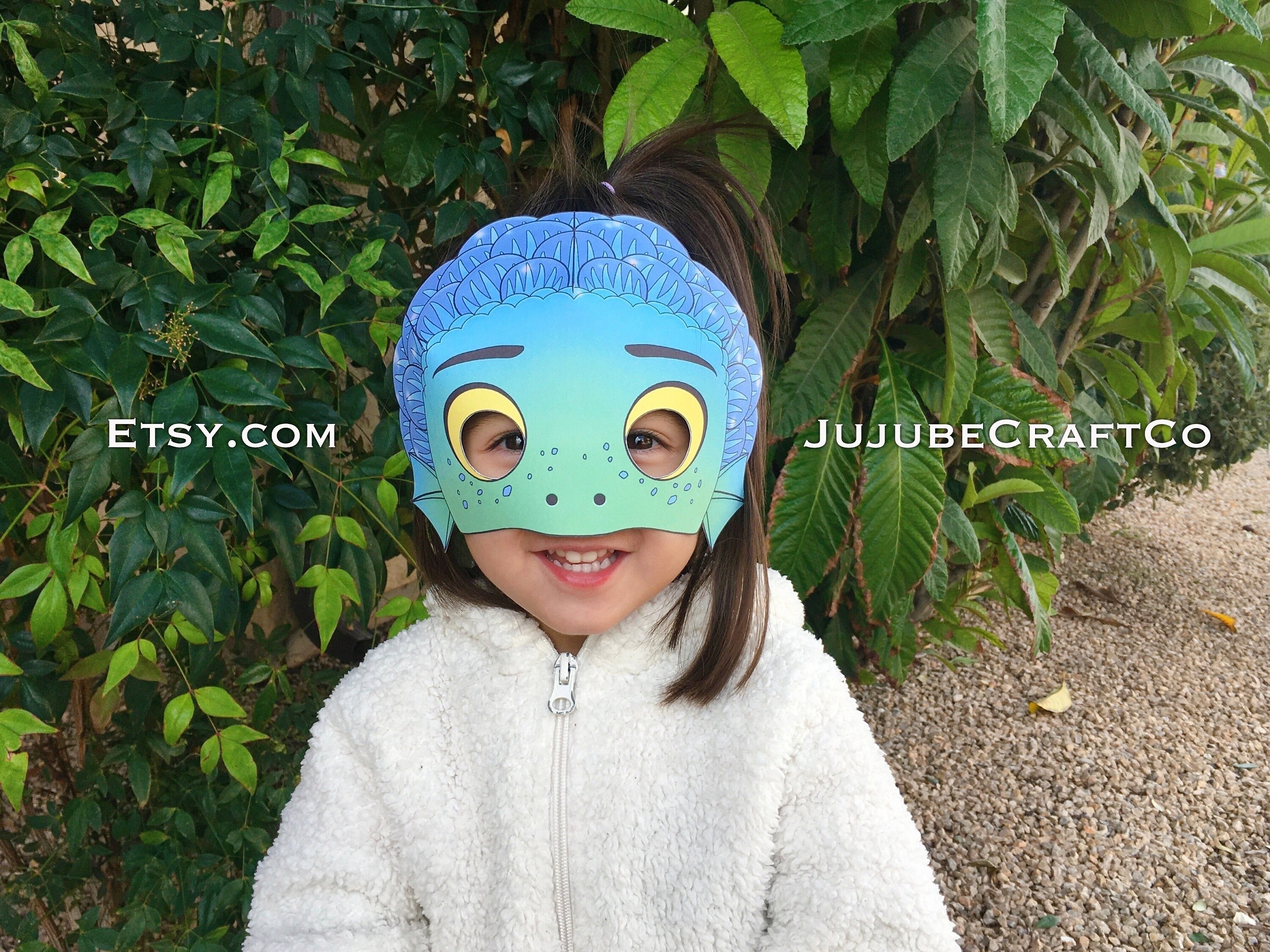 Coloring Mask > 3 Printable Luca Sea Monster Masks, 1 Black and White ...