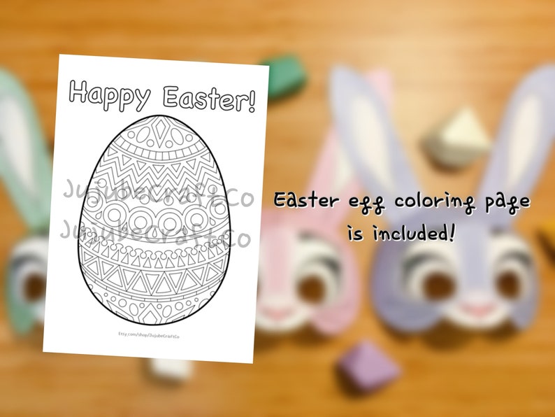 Coloring Mask 3 Printable Easter Bunny Masks 3 Black and | Etsy