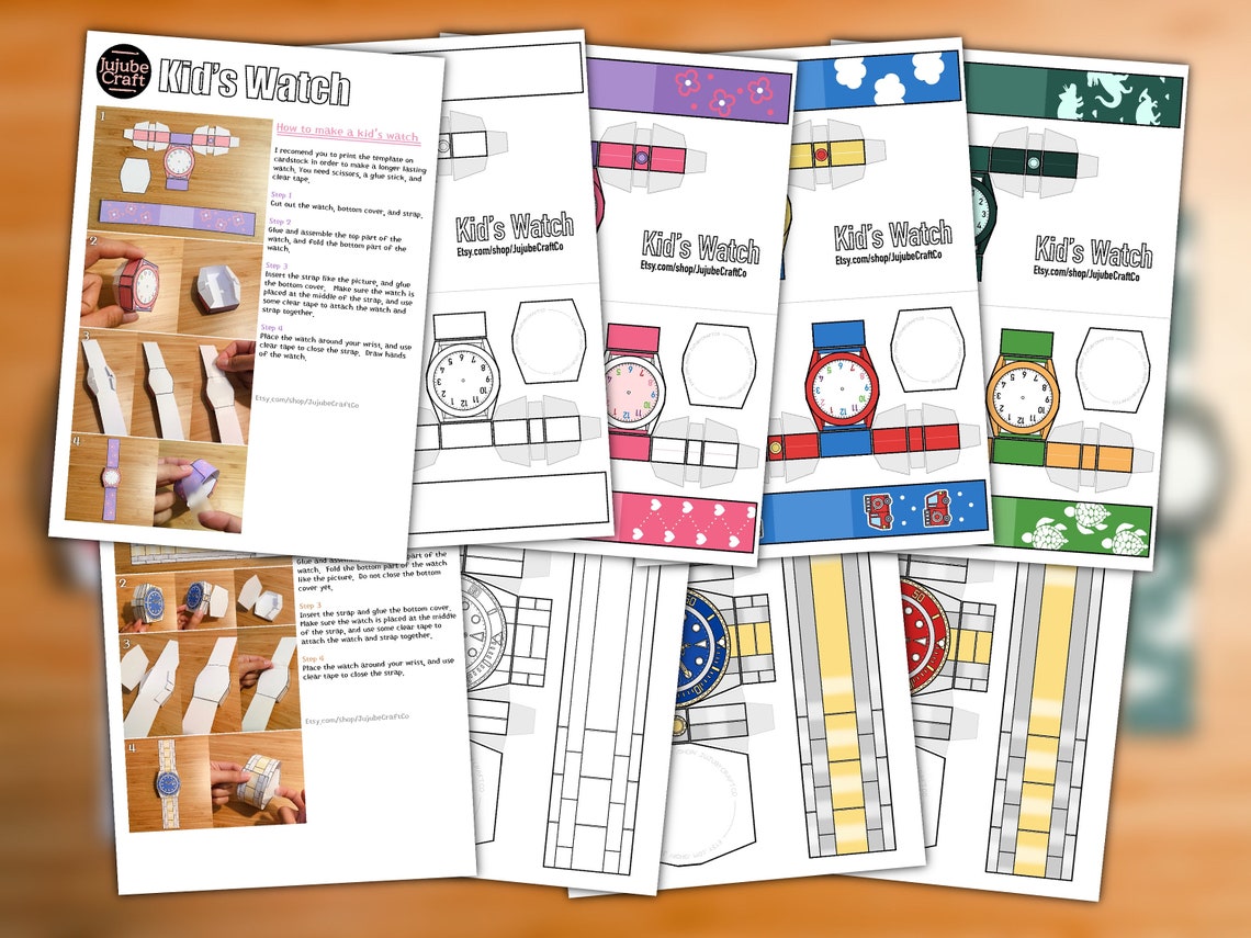 Printable Kids Watch Template Mens Watch Template Time | Etsy