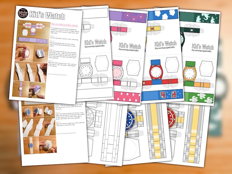Printable Kids Watch Template Mens Watch Template Time | Etsy