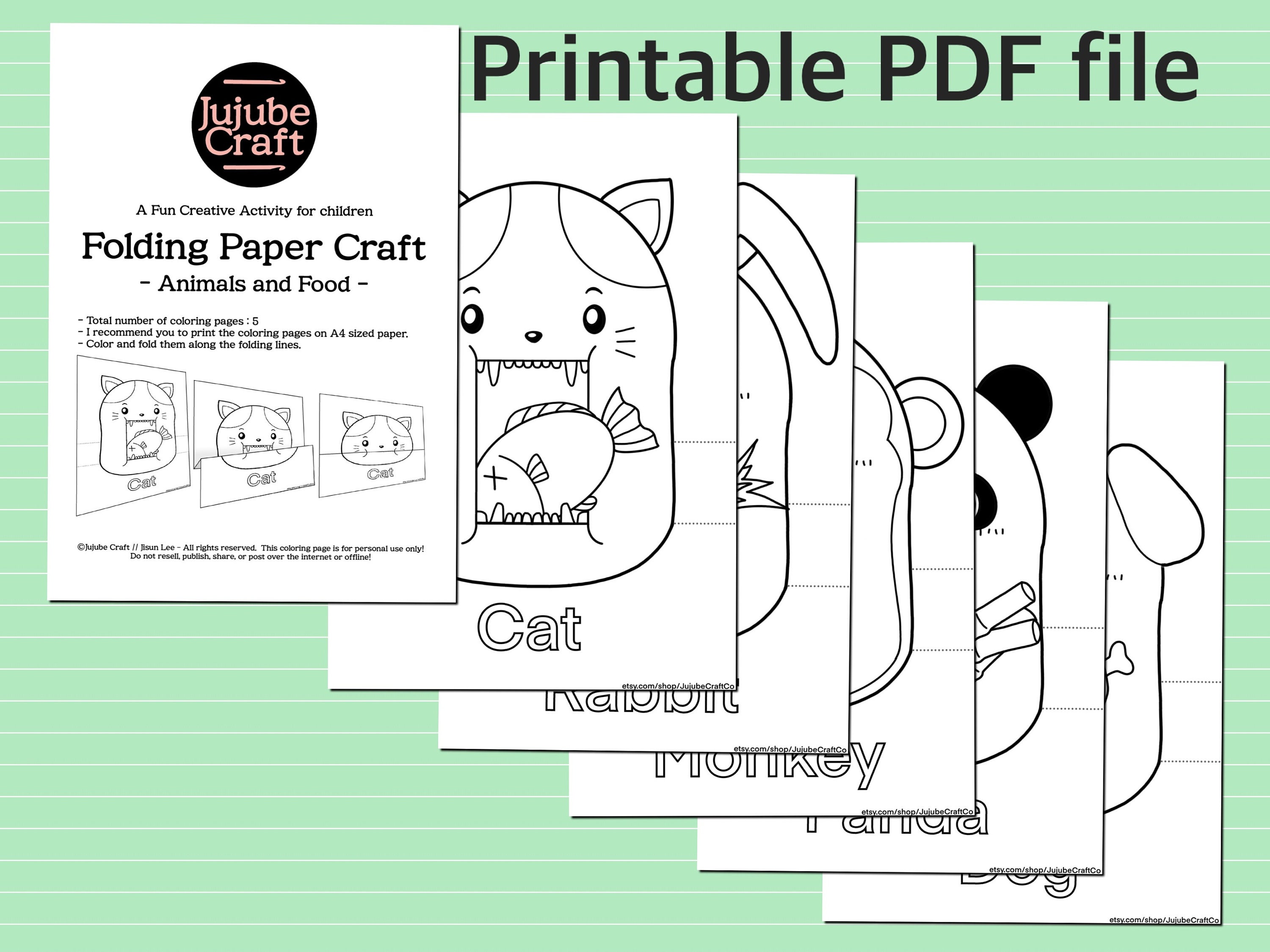 Folding Paper Craft : Animals and Food | Etsy