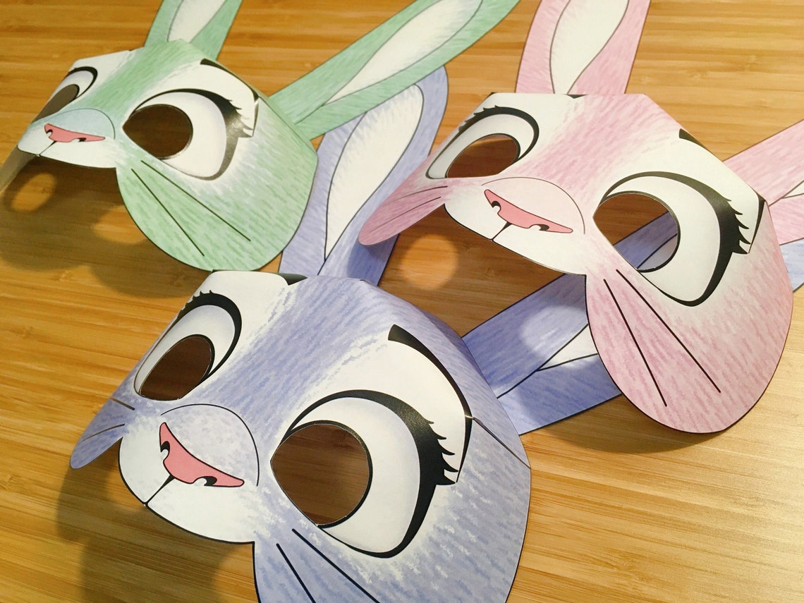 Coloring Mask 3 Printable Easter Bunny Masks 3 Black and | Etsy