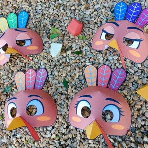 Coloring Mask > 4 Printable Turkey Masks, 4 Black and White Mask to ...
