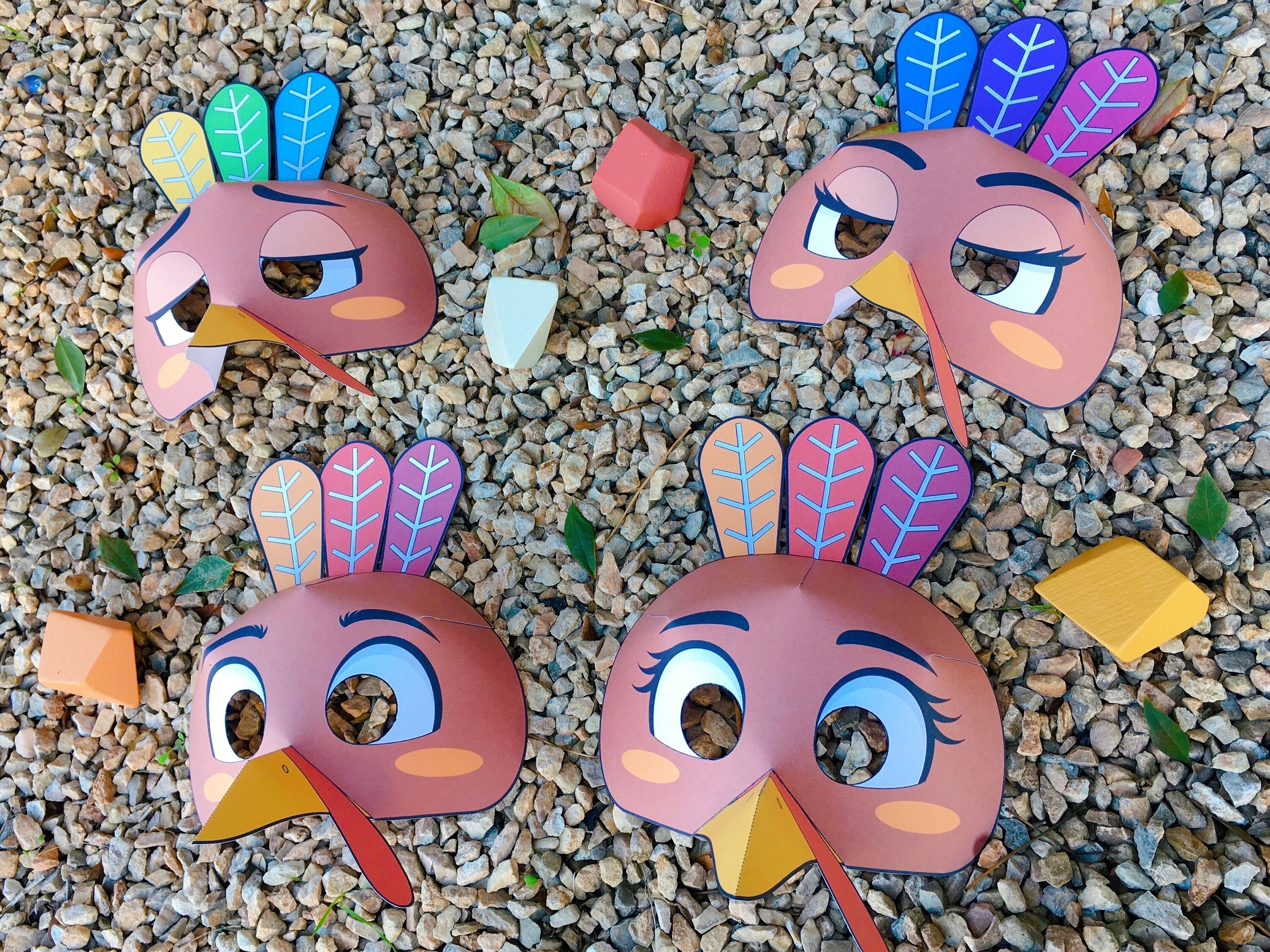 Coloring Mask 4 Printable Turkey Masks 4 Black and White | Etsy