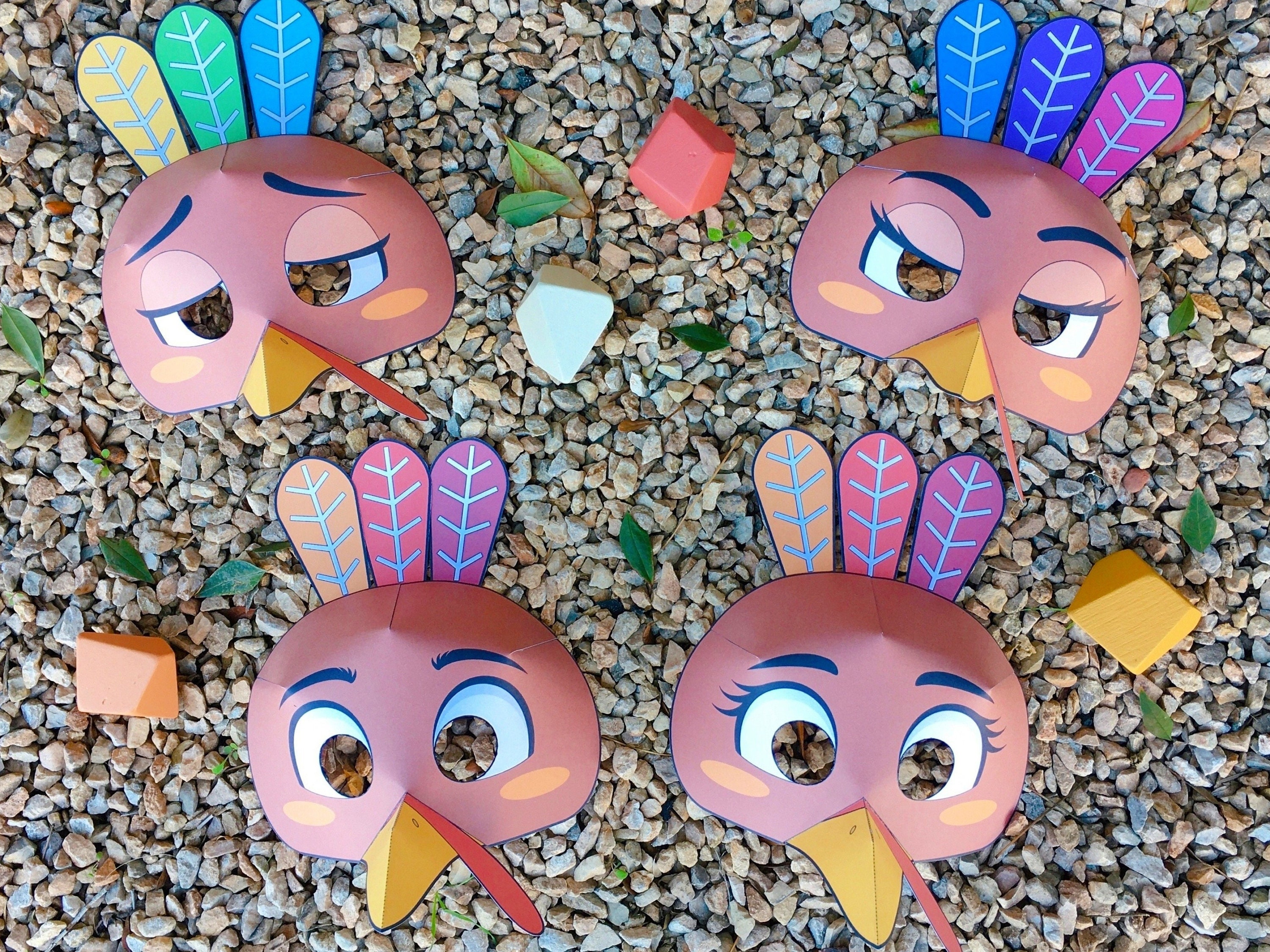 Coloring Mask 4 Printable Turkey Masks 4 Black and White | Etsy