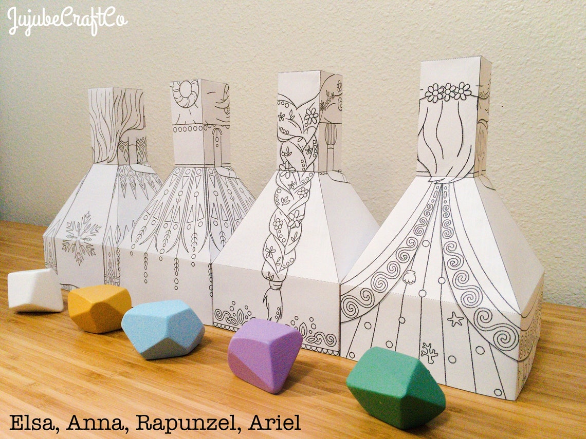 3D Coloring Page : Diseny Princesses /elsa/anna/rapunzel/tiana/mulan ...