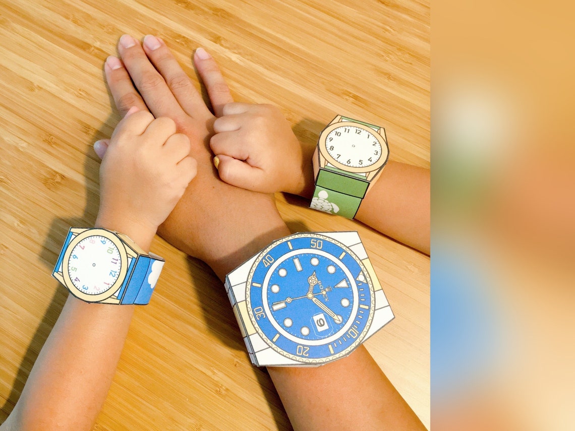 Printable Kid’s Watch Template, Men’s Watch Template, Time Learning ...