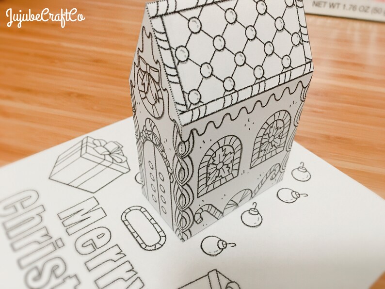 Holiday Coloring Page : 3D Gingerbread House (2) - Etsy