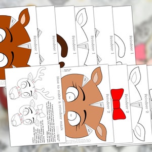 Coloring Mask > 2 Printable Reindeer Masks, 2 Black and White Masks to ...
