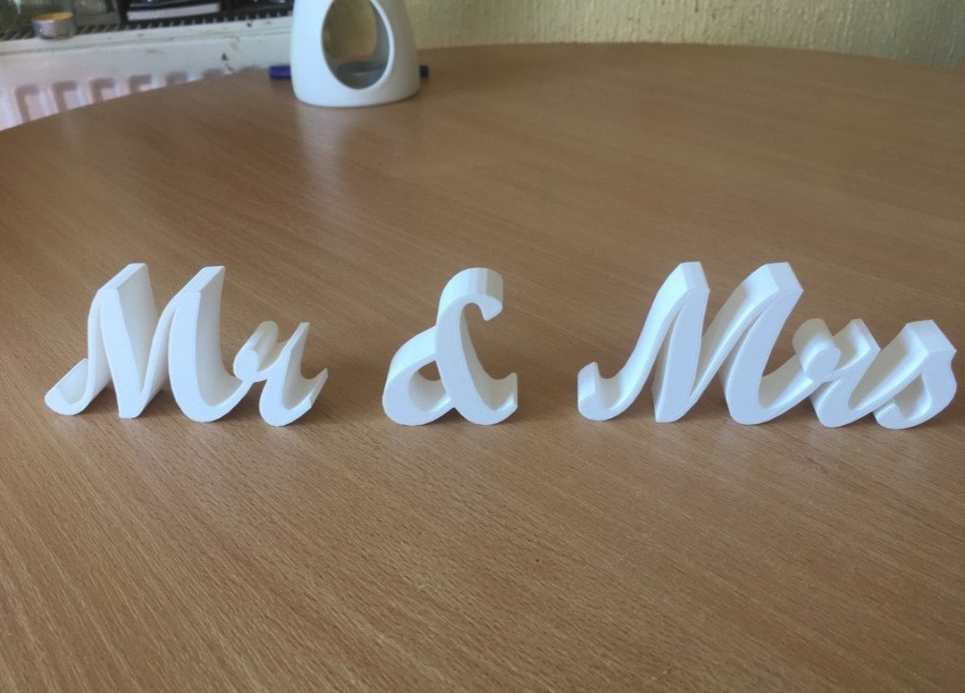 3D Printed White Mr Mrs Top Table Sign, Top Table Wedding Sign ...