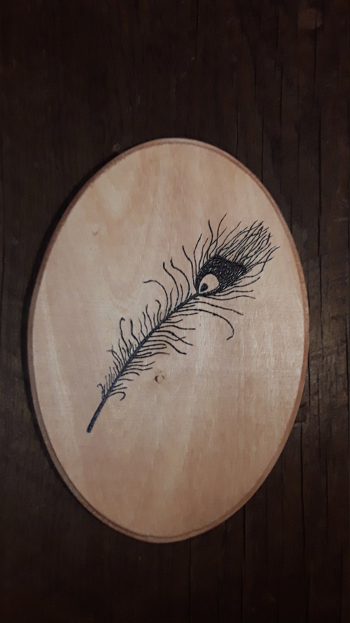 Handcrafted Peacock Feather Wood Burning - Etsy