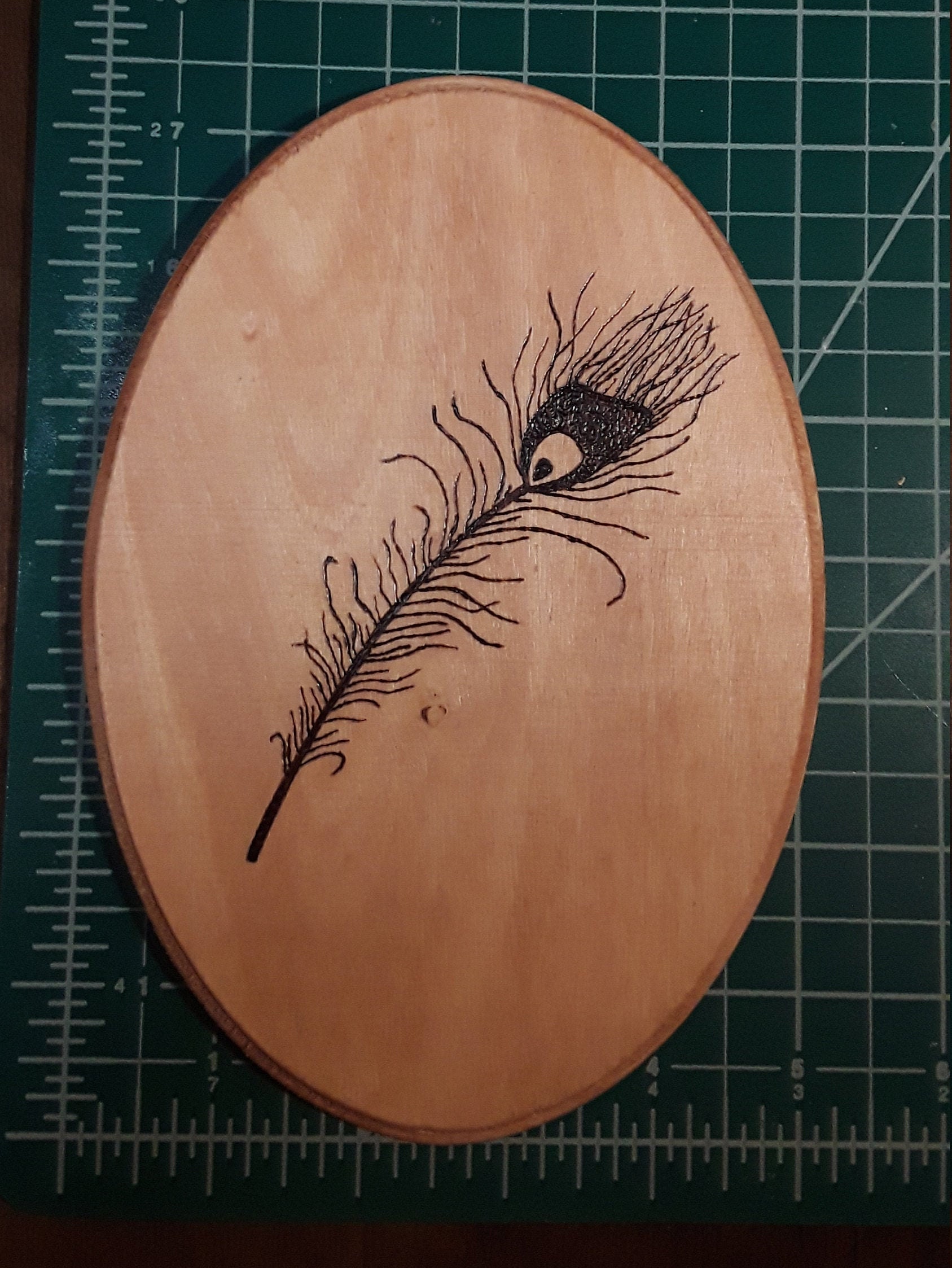 Handcrafted Peacock Feather Wood Burning - Etsy
