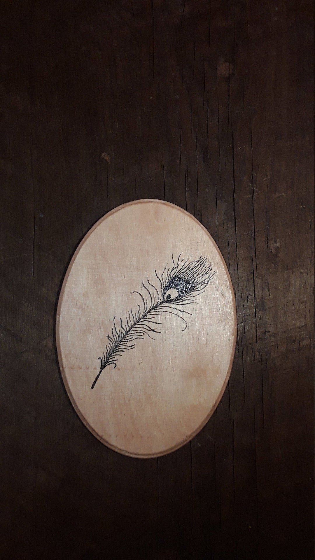 Handcrafted Peacock Feather Wood Burning - Etsy