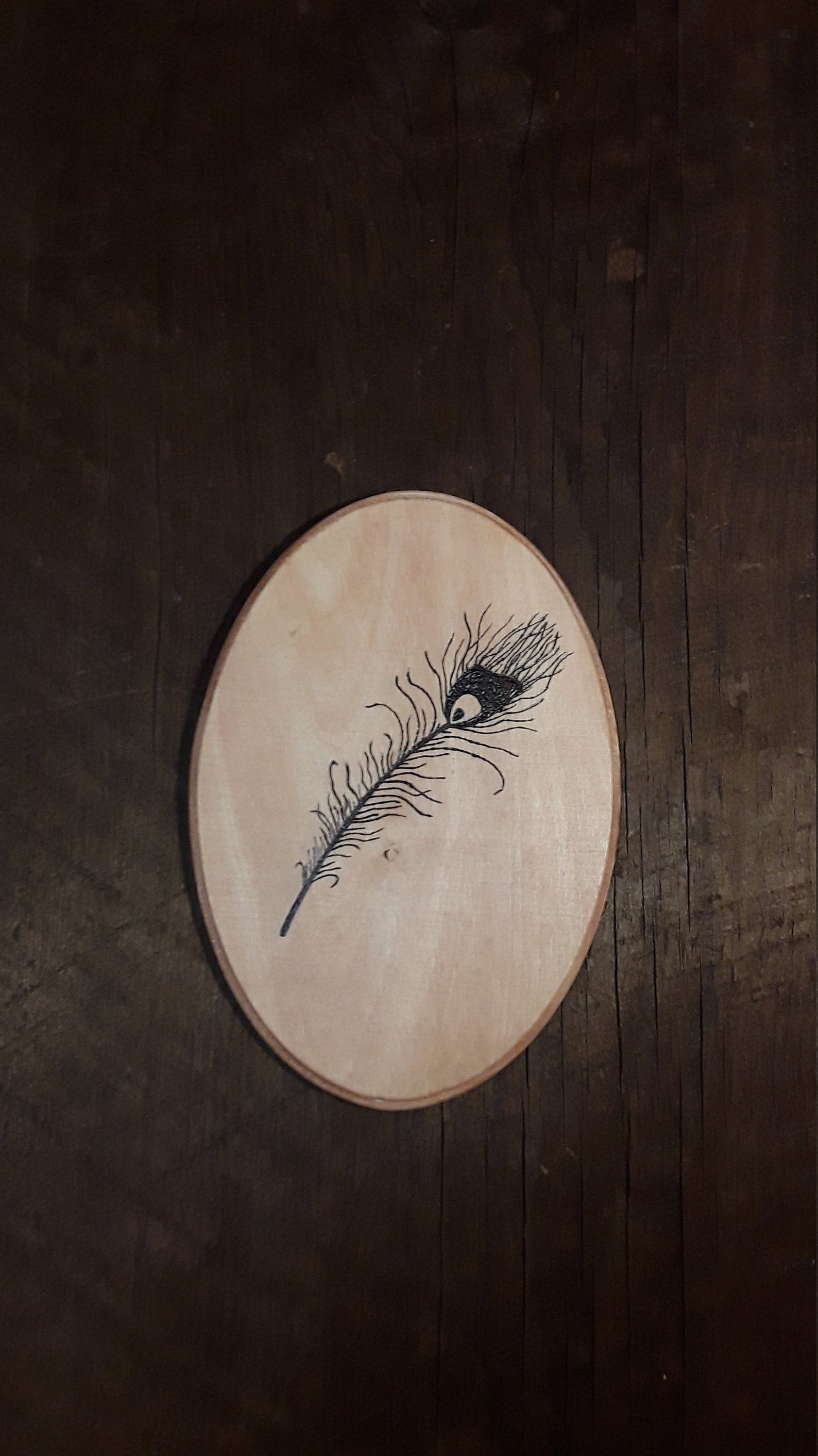 Handcrafted Peacock Feather Wood Burning - Etsy