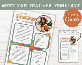 Meet the Teacher Template, Editable Teacher Printable, Back to School ...