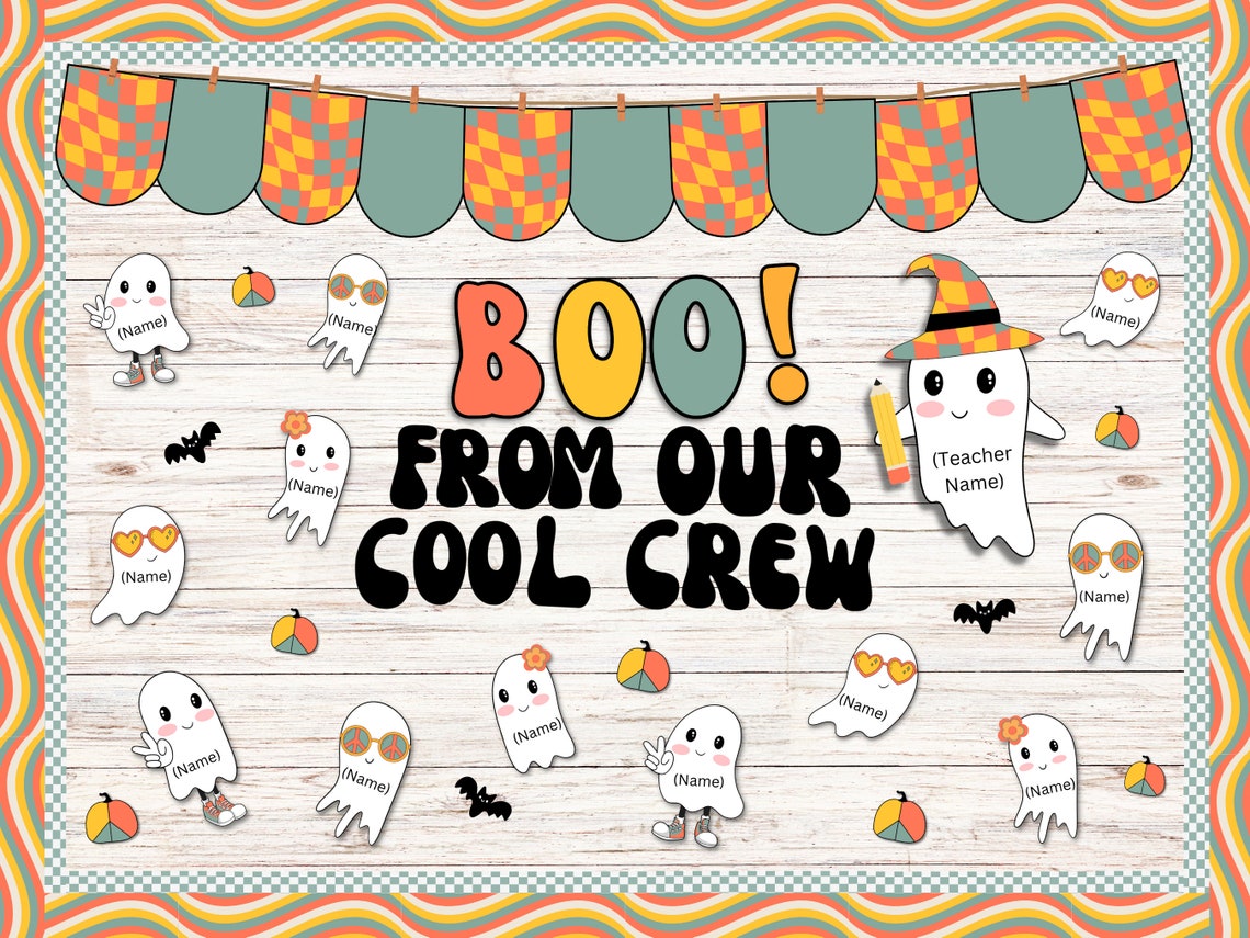 Groovy Halloween Bulletin Board Kit, Boho Retro Classroom Decor ...