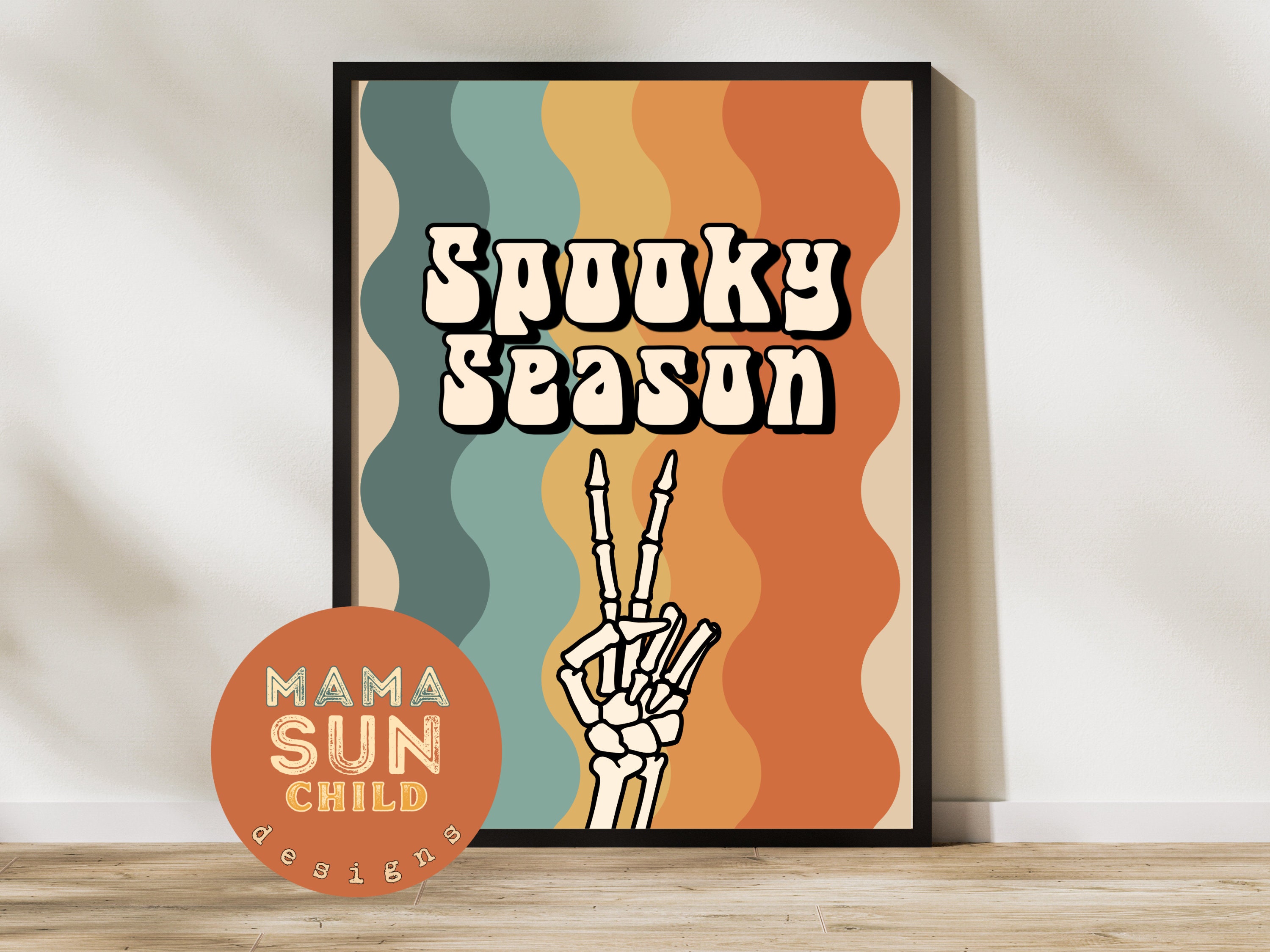 Retro Halloween Classroom Posters, Groovy October Art Print, Boho ...