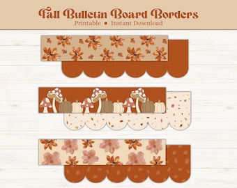 Retro Fall Bulletin Board Borders, Printable Classroom Decoration, Boho ...