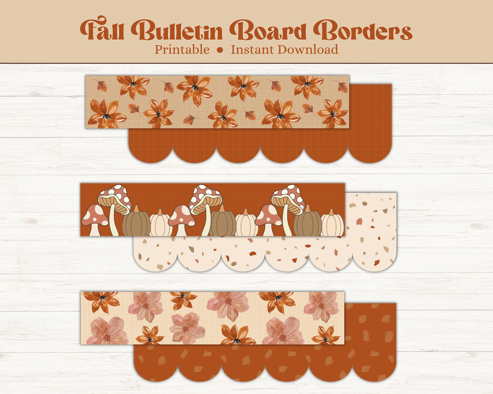 Fall Bulletin Board Borders, Printable Classroom Decoration, Boho ...