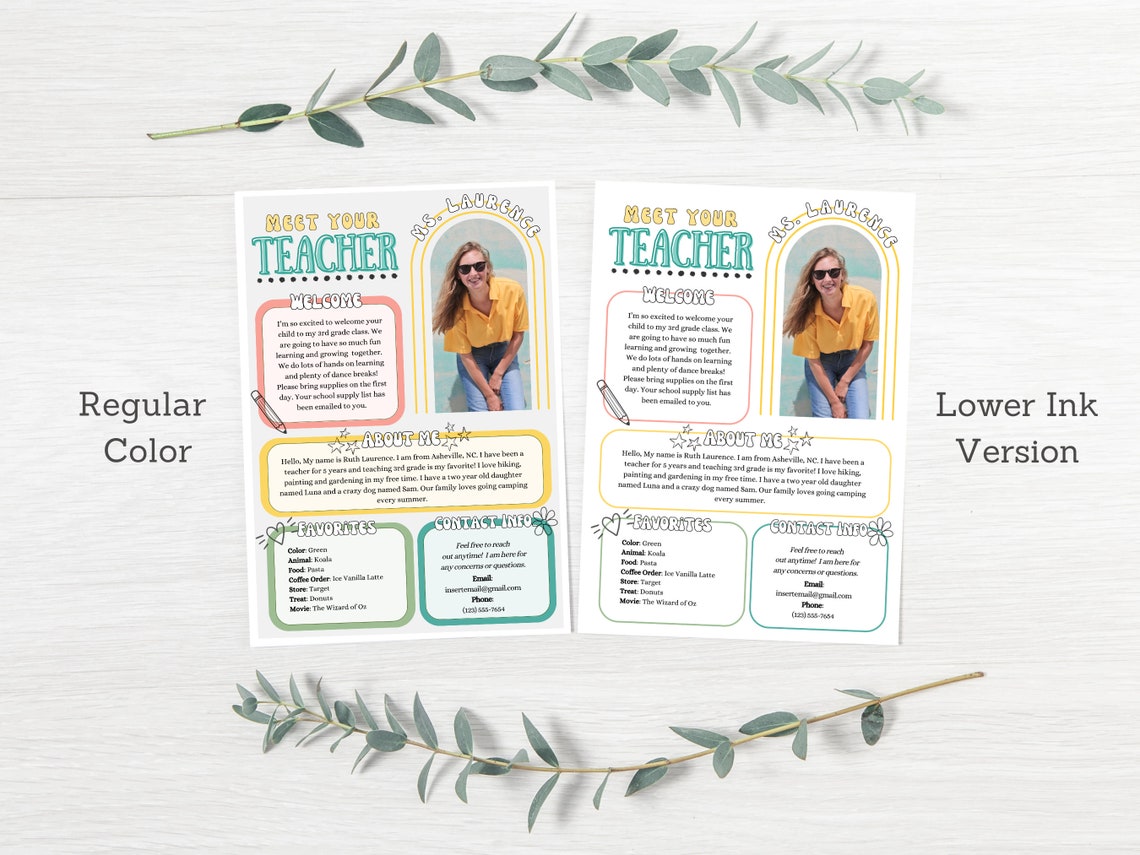 Meet the Teacher Template, Editable Teacher Printable, Back to School ...