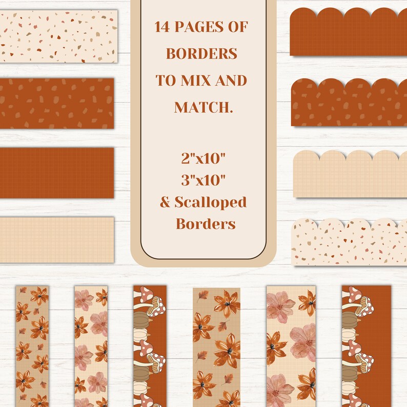 Fall Bulletin Board Borders, Printable Classroom Decoration, Boho ...