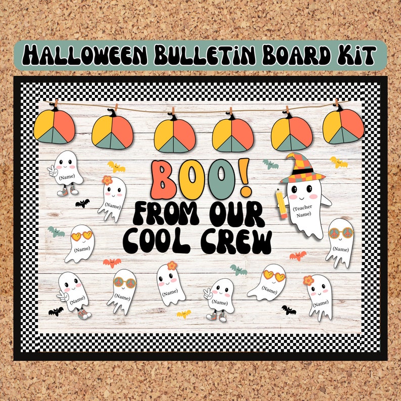 Retro Halloween Bulletin Board Kit, Groovy Boho Classroom Decor ...