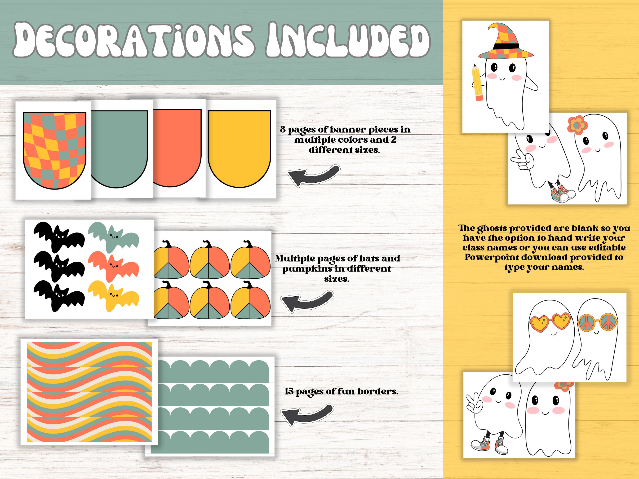 Retro Halloween Bulletin Board Kit, Groovy Boho Classroom Decor ...