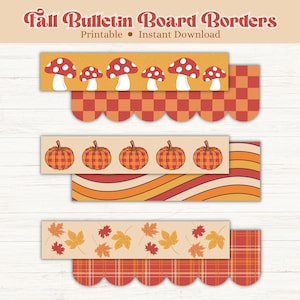 Retro Fall Bulletin Board Borders, Printable Classroom Decoration, Boho ...
