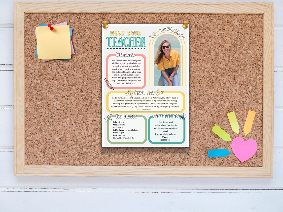 Meet the Teacher Template, Editable Teacher Printable, Back to School ...