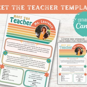 Meet the Teacher Template, Editable Teacher Printable, Back to School ...