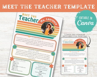 Meet the Teacher Template, Editable Teacher Printable, Back to School ...