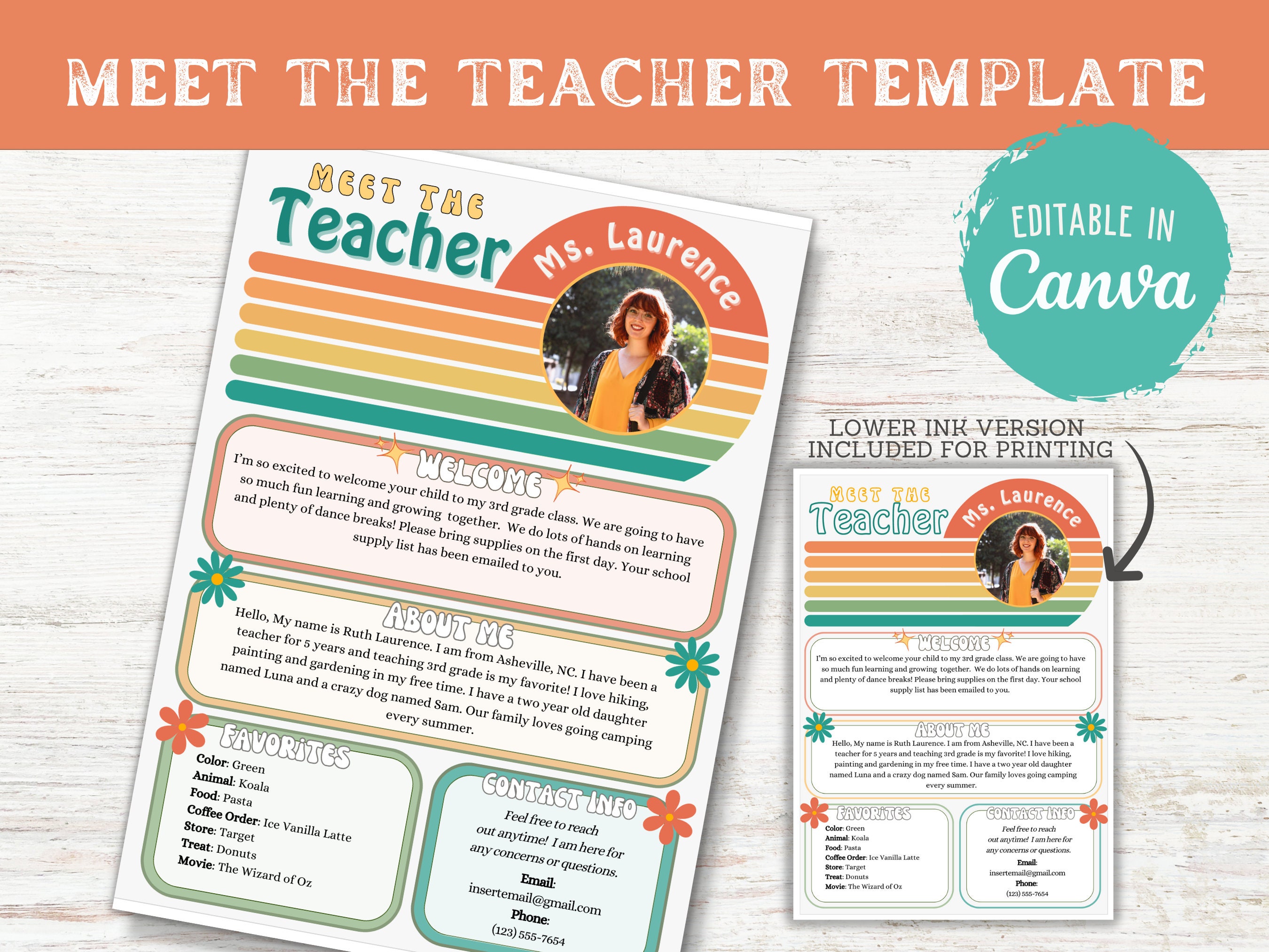 Meet the Teacher Template, Editable Teacher Printable, Back to School ...